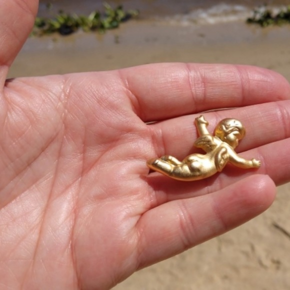 Jewelry | Vintage Gold Cute Cherub Baby Angel Pin | Poshmark